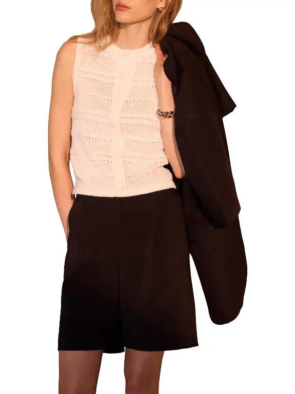 Mint Velvet Textured Knit Button Front Sleeveless Top - Ivory