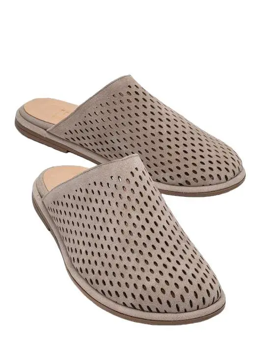 FOREVER & ALWAYS SHOES Melara Laser-cut Suede Mules - Beige Suede