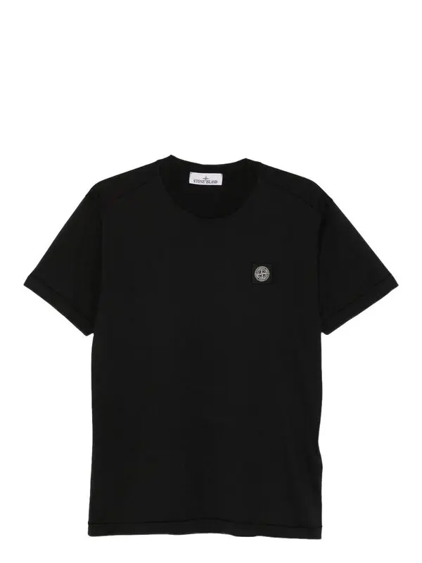 Stone Island Logo Cotton T-shirt - Black
