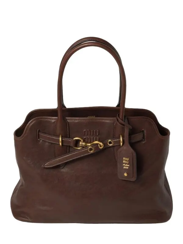 Miu Miu Aventure Medium Leather Handbag - Brown