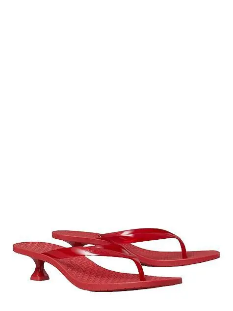 Tory Burch Jelly Heeled Flip Flops - Red