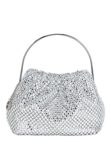 OLGA BERG Whitney Crystal Embellished Top Handle Bag - Silver