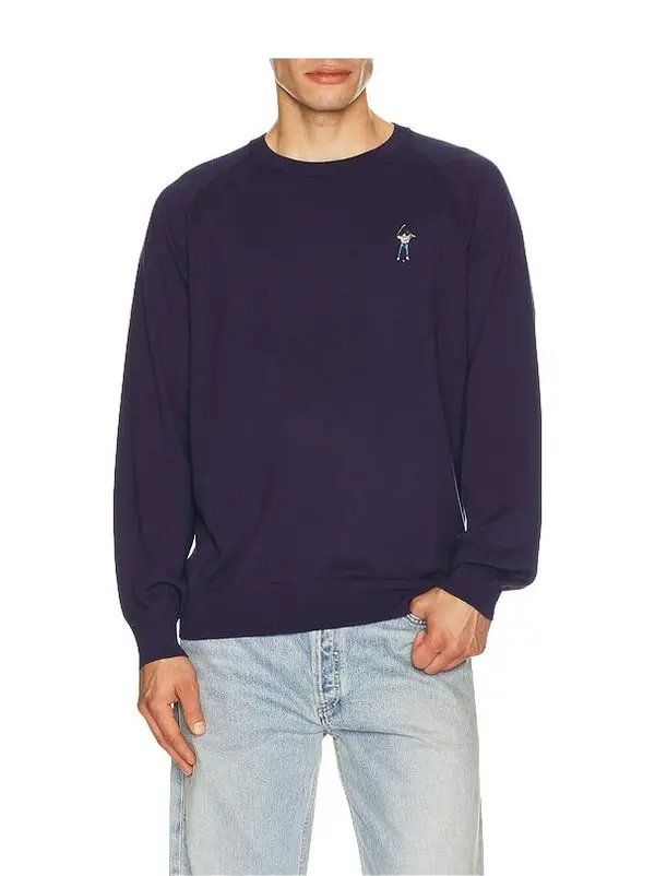 EASTSIDE GOLF Ribbed Trim Crewneck Sweater - Navy