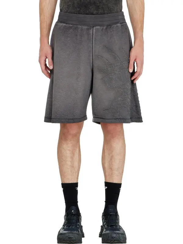 DIESEL® Sweatshorts With Dévoré Motifs And Cold Pigment Dye - Grey