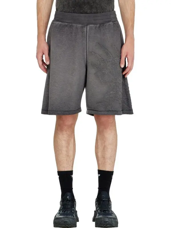 DIESEL® Sweatshorts With Dévoré Motifs And Cold Pigment Dye - Grey