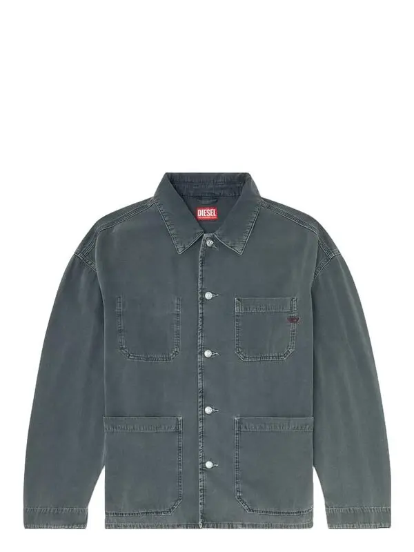 DIESEL® Denim Utility Jacket With Embroidered Detail - Grey