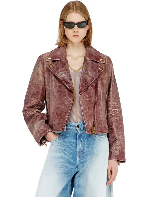DIESEL® Leather Biker Jacket - Red
