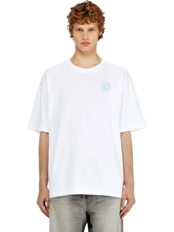 DIESEL® Jersey T-shirt With Flocked Print - White
