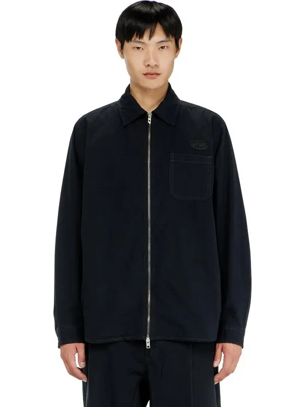 DIESEL® Ripstop Shirt With Zip Closure - Black