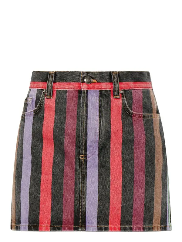 Versace Vertical Stripe Denim Mini Skirt - Multicolour