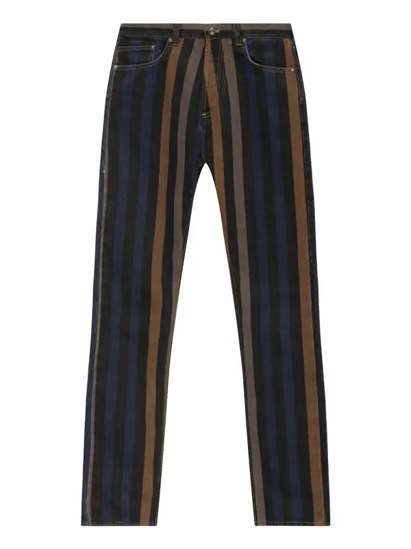 Versace Multicolor Striped Cotton Denim Jeans - Multicolour