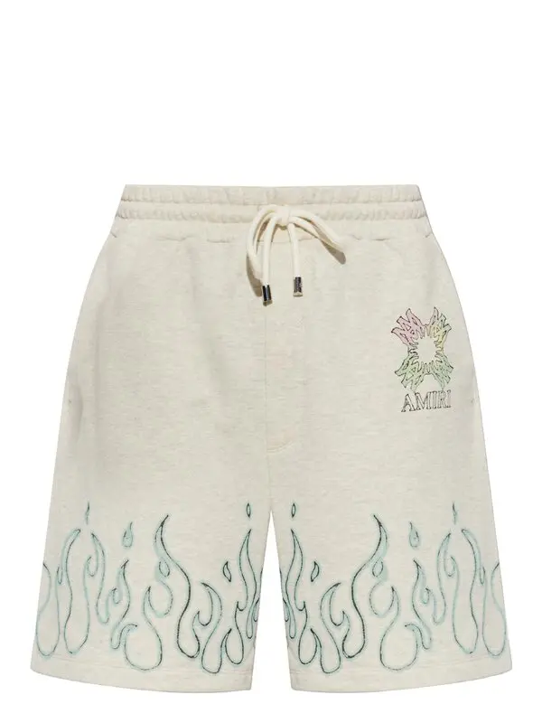 Amiri Logo Flame Motif Sweatshorts - Grey