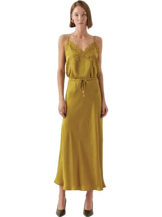 EXQUISE Lace Trim V-neck Camisole - Lime