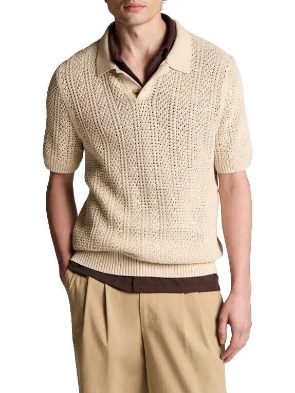 Vince Seed Stitch Polo Sweater - Dark Blanco