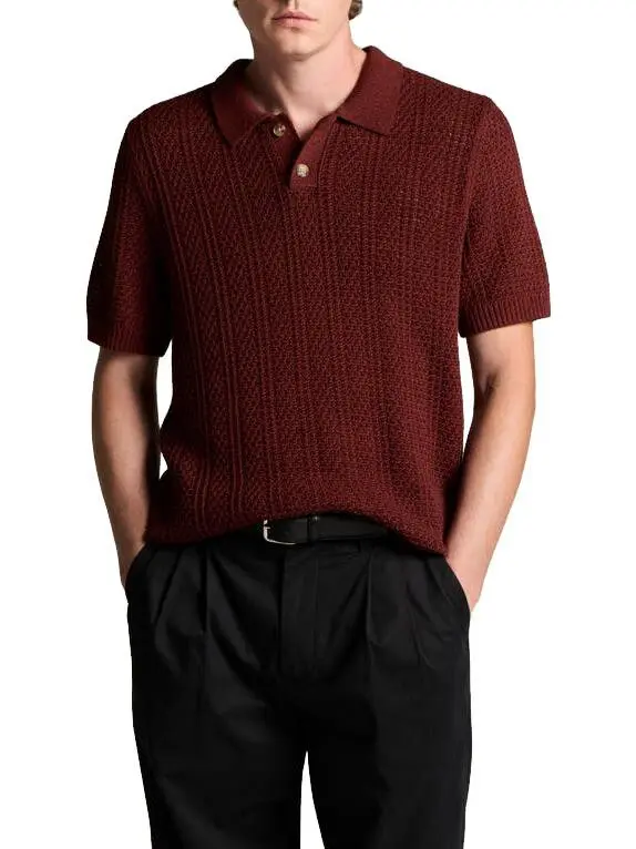 Vince Seed Stitch Polo Sweater - Deep Satin