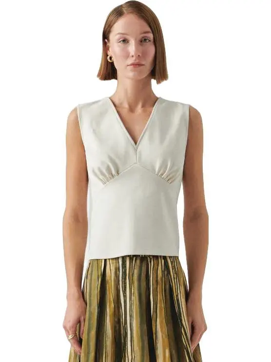 EXQUISE Sleeveless Knit Blouse - Ecru