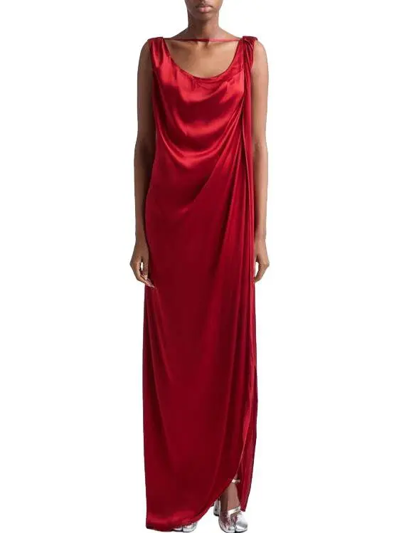 MAISON MARGIELA Draped Satin Gown - Dark Red