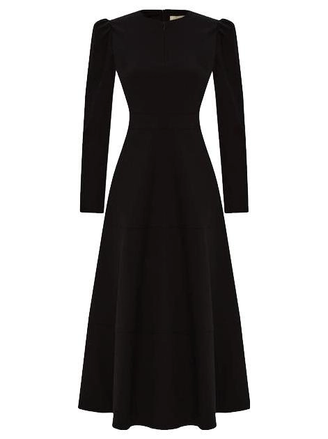 EXQUISE Angela Midi Dress - Black
