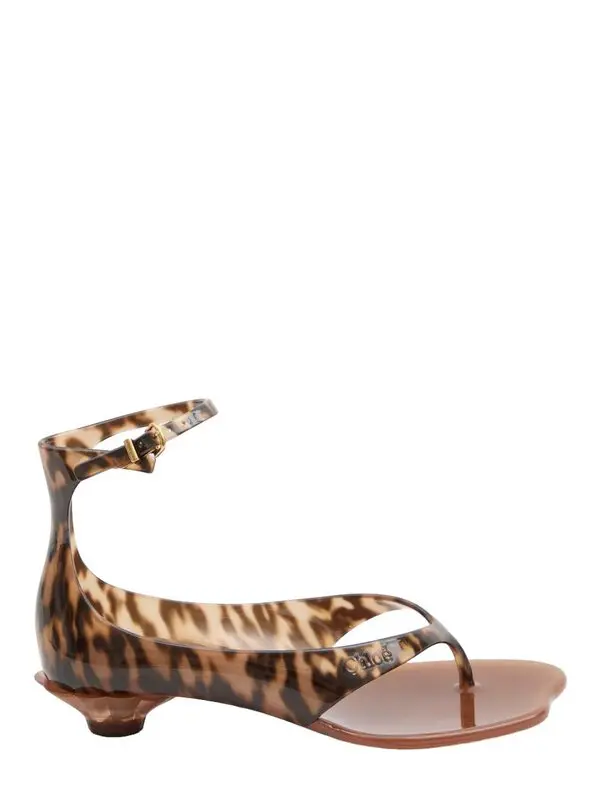 Chloé Leopard Print Jelly Sandals With Adjustable Ankle Strap - Multicolor