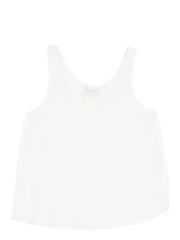 FORTE_FORTE Linen Sleeveless Top With Scalloped Trim - Multicolor