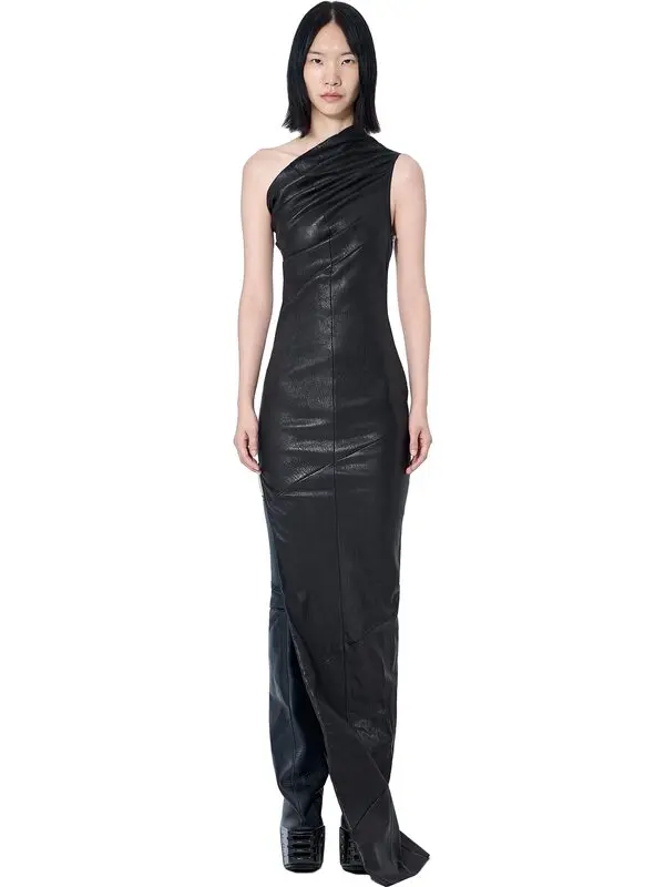 Rick Owens Athena Gown Asymmetrical One-shoulder Maxi Dress - Black