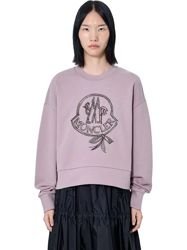 Moncler Logo Embroidered Cotton Sweatshirt - Multicolor