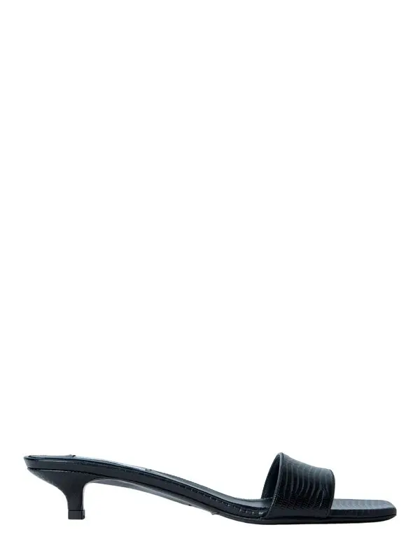 TOTEME Slim Lizard-embossed Open Toe Sandals - Black