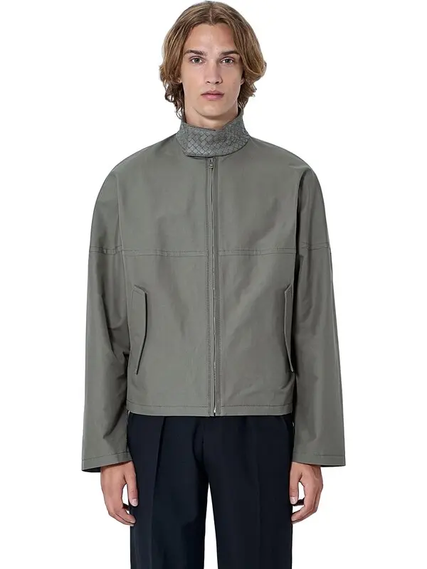 Bottega Veneta Compact Cotton Jacket With Stand Collar - Gray