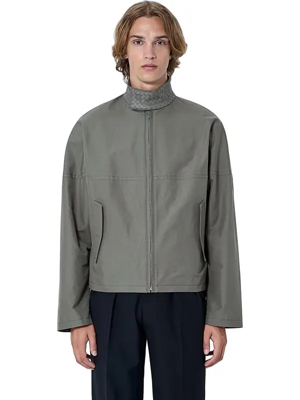 Bottega Veneta Compact Cotton Jacket With Stand Collar - Gray