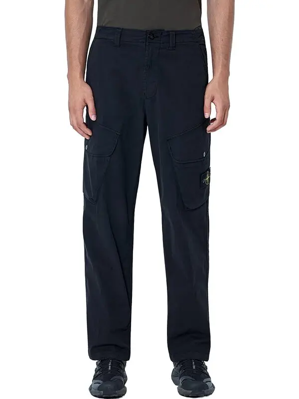 Stone Island Mid Rise Utility Cargo Trousers - Black