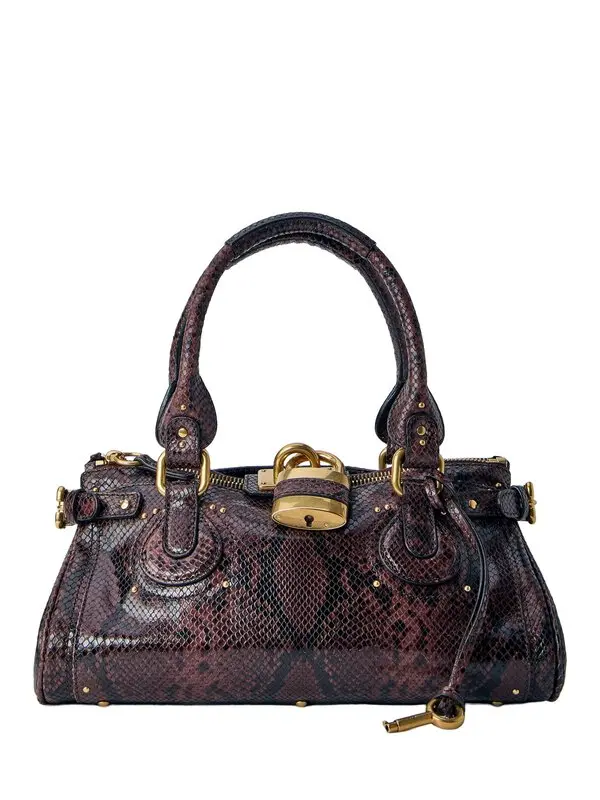 Chloé Paddington Embossed Python Effect Shoulder Bag - Multicolor