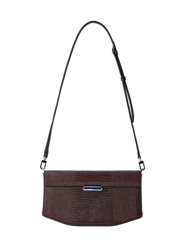 TOTEME Lizard-embossed Leather Shoulder Bag - Brown