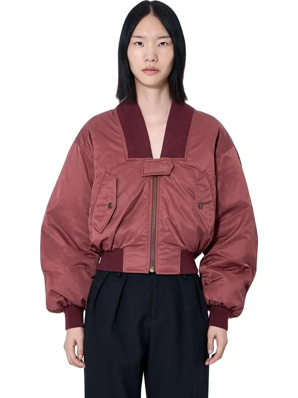 Chloé Bomber Jacket With Ribbed Trims - Multicolor