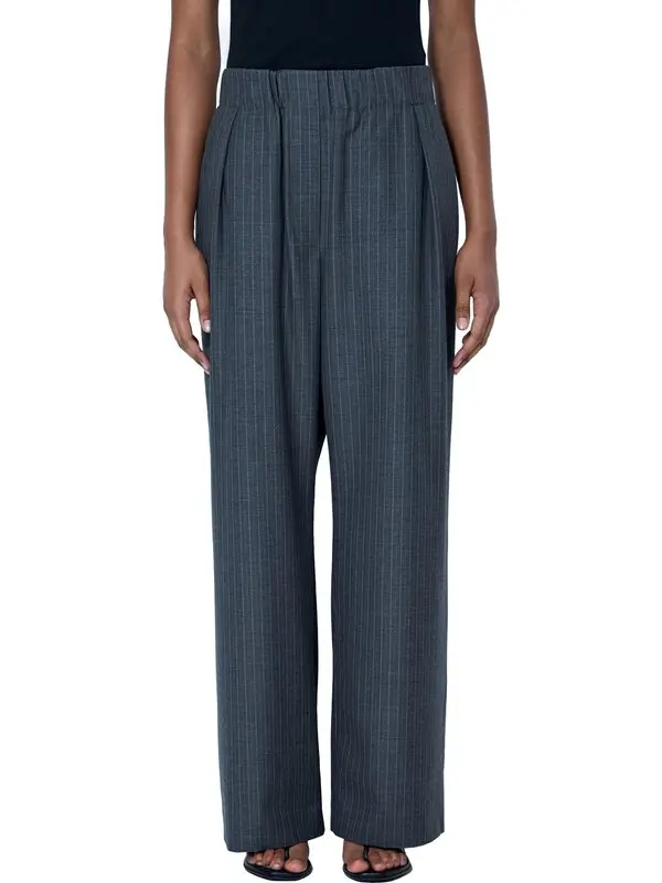 JIL SANDER Pinstripe Wool Wide-leg Trousers - Gray
