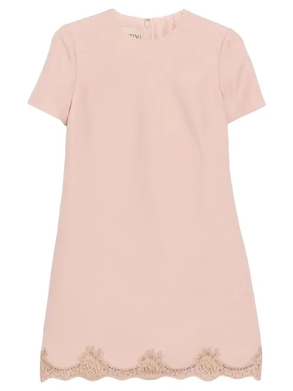 Valentino Garavani Wool And Silk Blend Mini Dress With Lace Detail - Multicolor