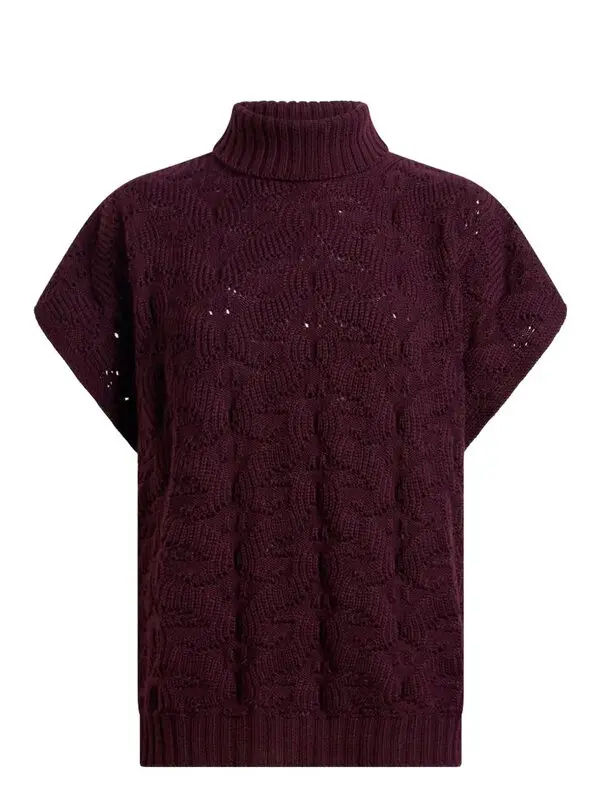 Etro Wool Blend Turtleneck Cap Sleeve Sweater With Paisley Detailing - Multicolor