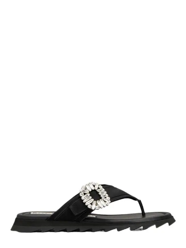ROGER VIVIER Slidy Flip Embellished Satin Thong Sandals - Multicolor