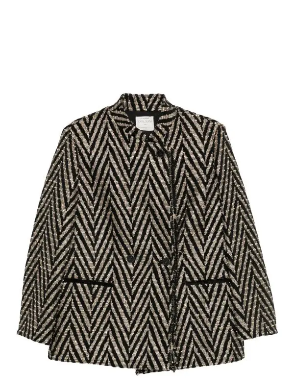 FORTE_FORTE Chevron Pattern Double-breasted Jacket - Multicolor