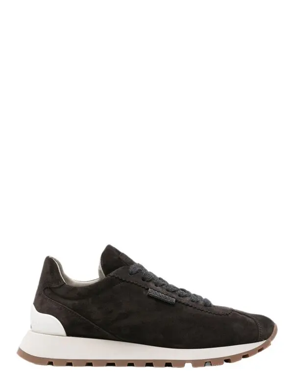 Brunello Cucinelli Suede Panel Sneakers With Monili Chain Detail - Multicolor
