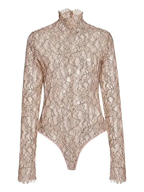 Valentino Garavani Lace High Neck Bodysuit - Neutral