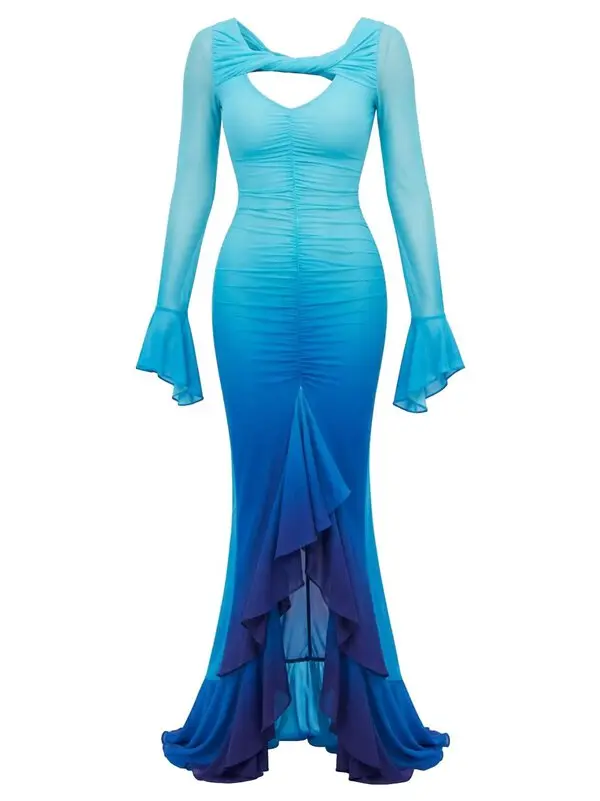OFUURE Iris Ombré Ruffle Hi-low Dress - Blue