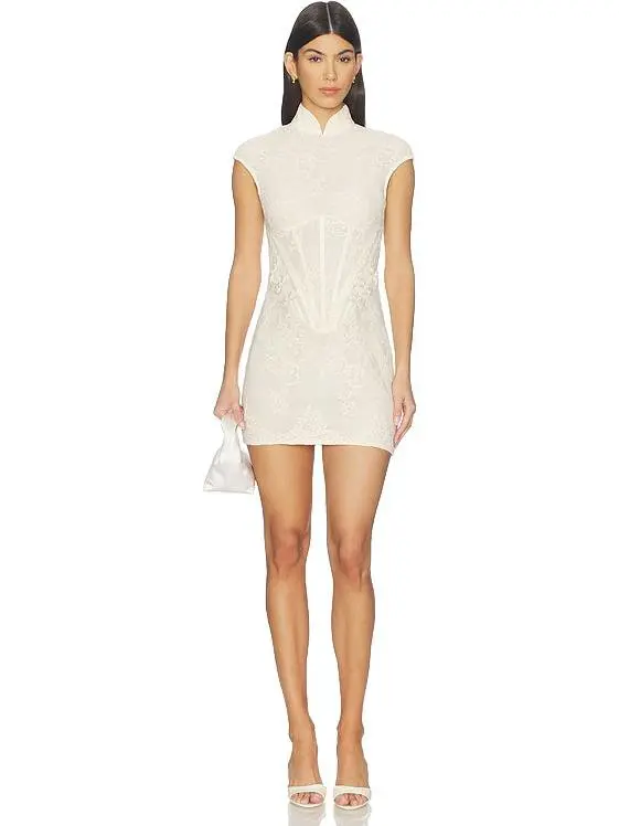 SAU LEE Bora Lace Dress - Beige