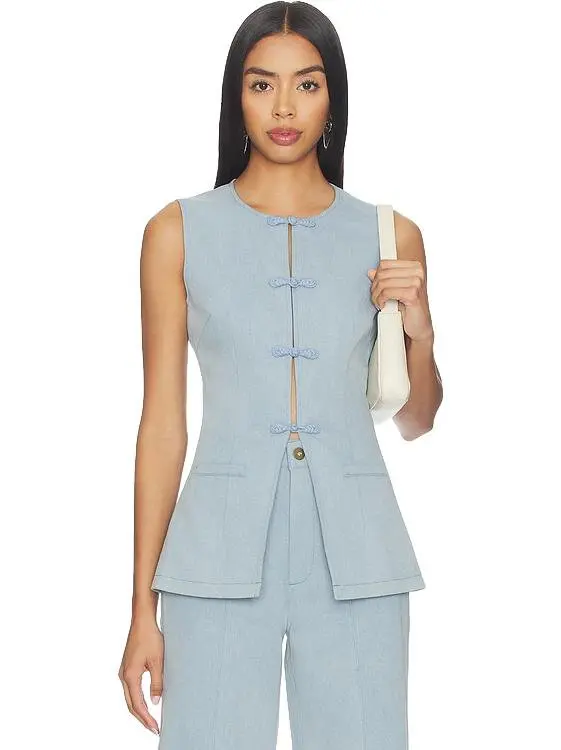 SAU LEE Denver Denim Top - Blue