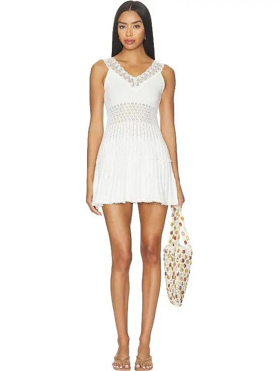 Tularosa Janis Lace Pointelle Mini Dress - White