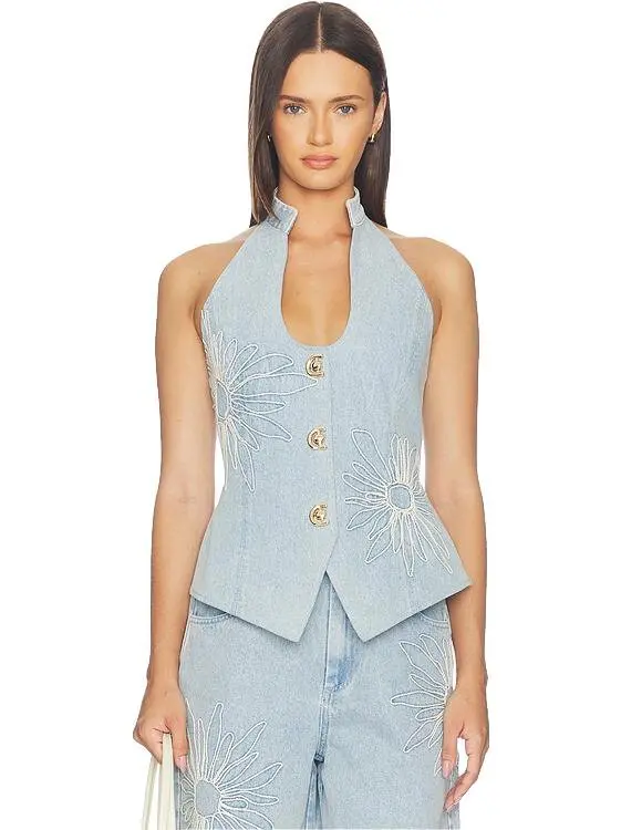 THE WOLF GANG Amana Denim Vest - Blue