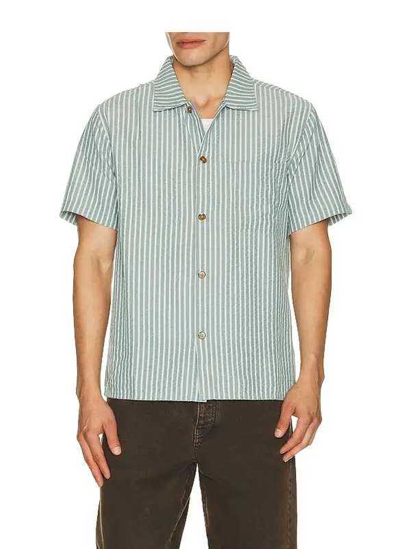 RHYTHM Seersucker Stripe Shirt In . Also - Green