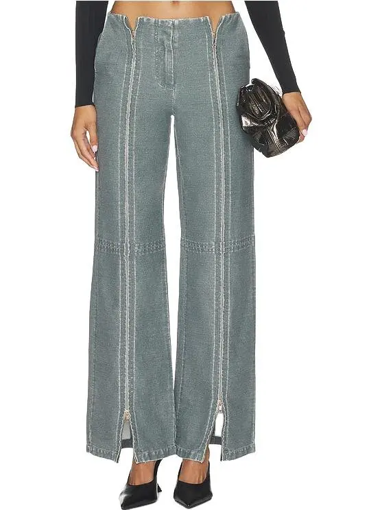 BY.DYLN Nyra Jeans With Zipper Detail - Grey