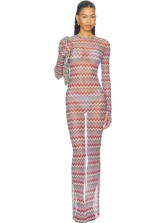 BANANHOT Renne Sheer Knit Maxi Dress - Multi