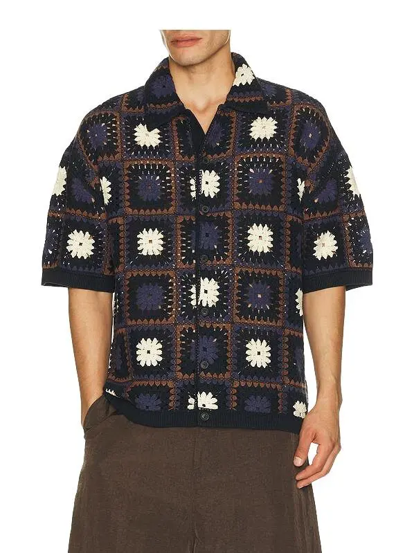 ALLSAINTS Mandon Knitted Shirt In . Also - Blue