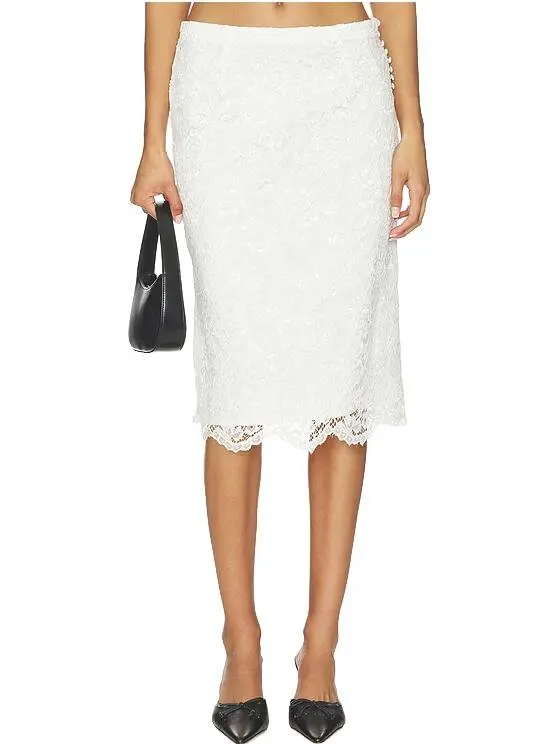 Frankies Bikinis X Paige Lorenze Honeymoon Lace Midi Skirt - White